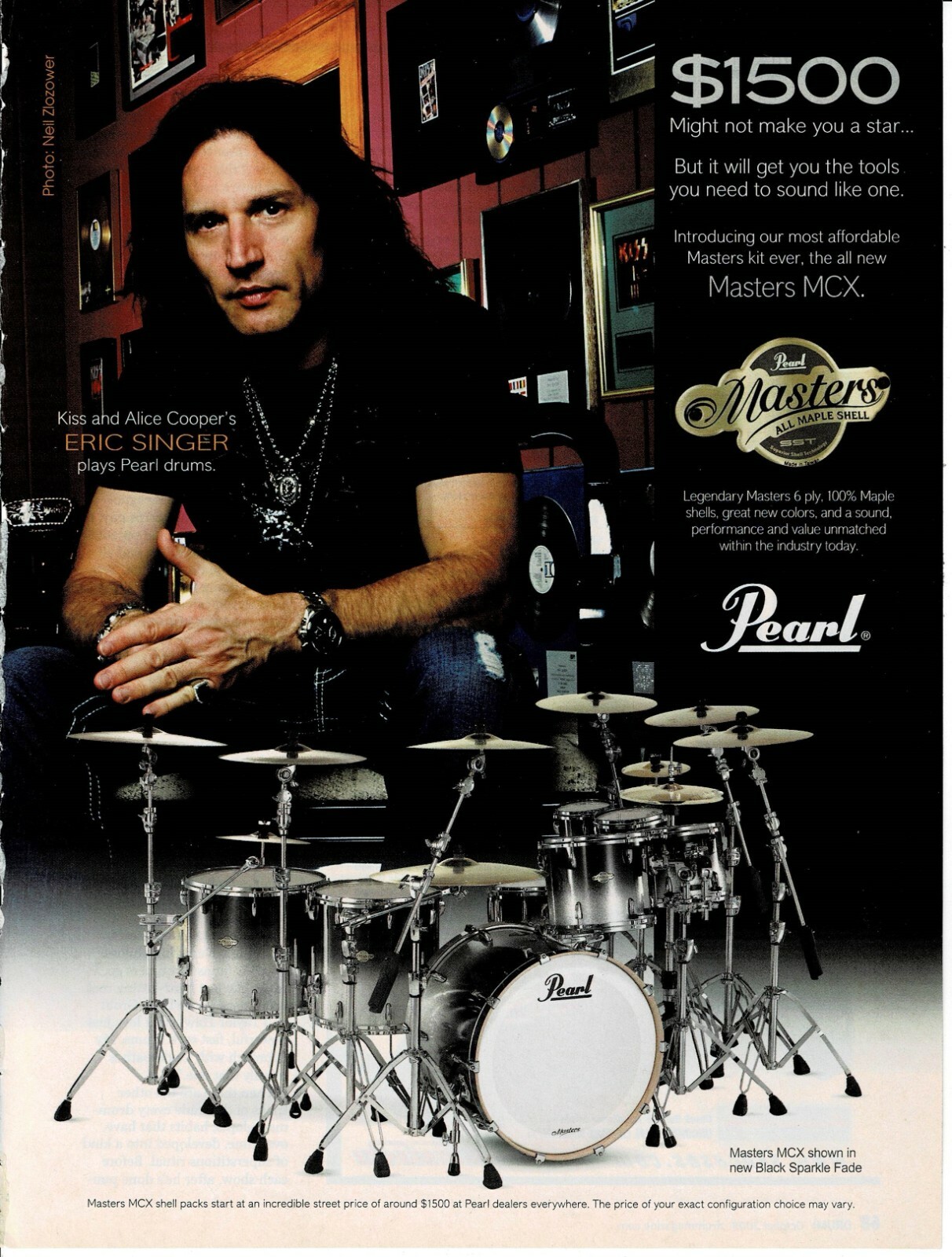 PEARL DRUMS - ERIC SINGER of KISS ALICE COOPER - 2008 Print ...