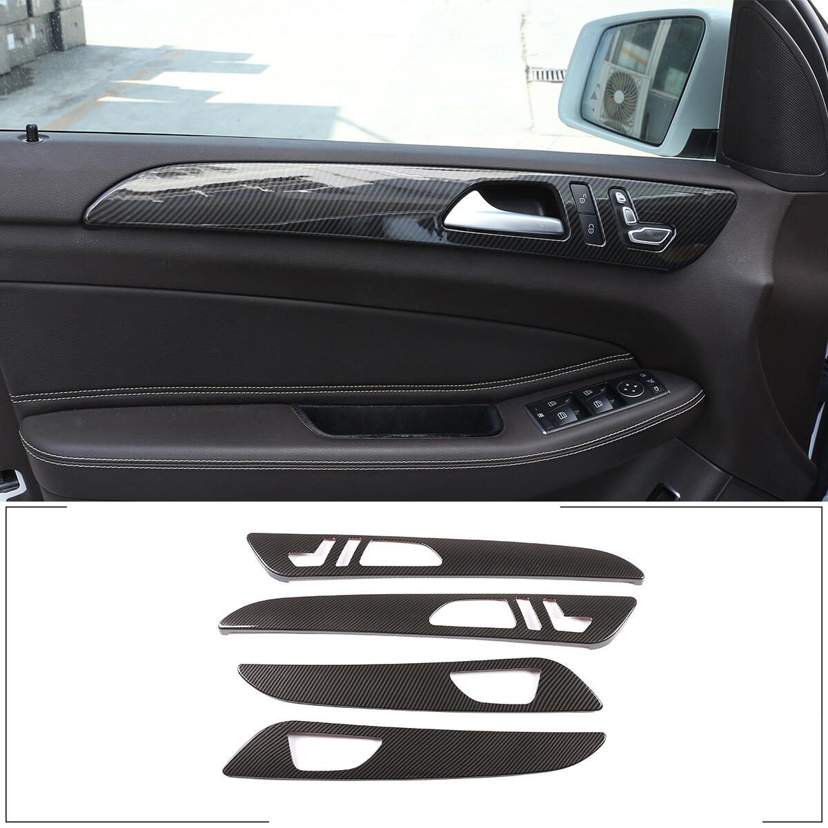 Carbon Fiber ABS Interior Door Panel Trim For Benz GL GLE GLS ML W166 ...