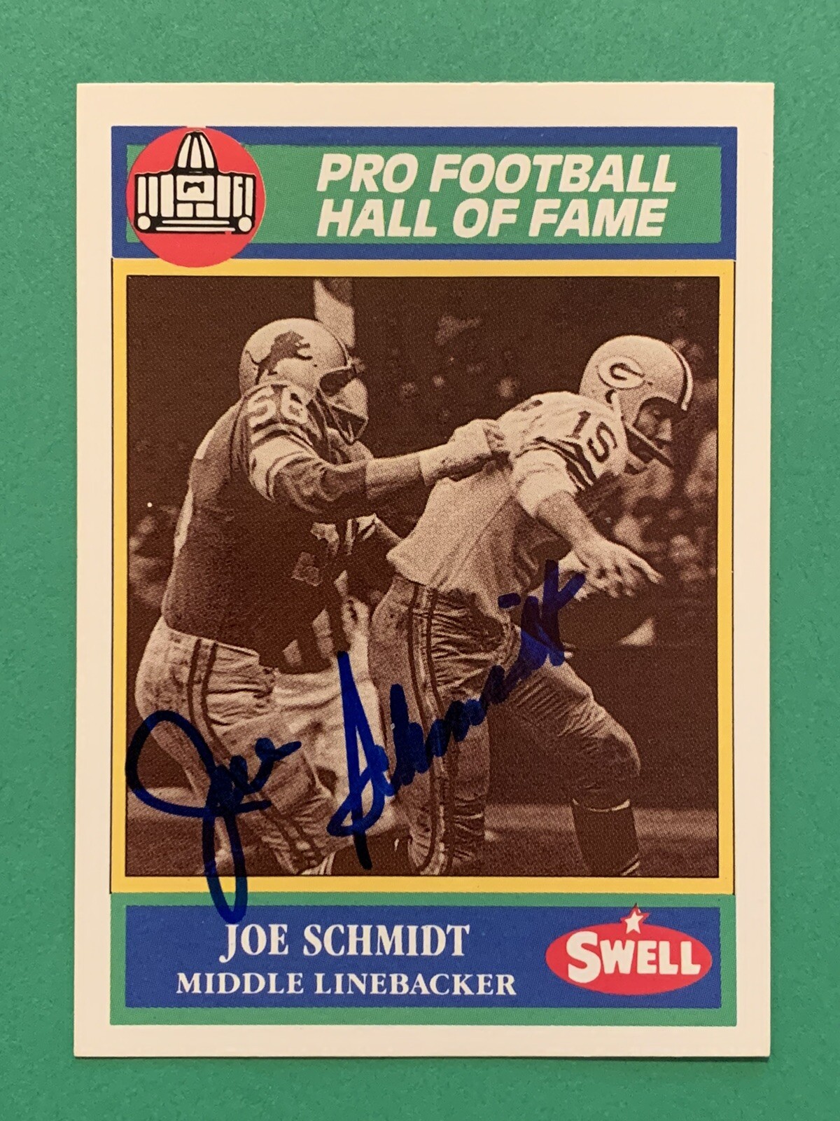 JOE SCHMIDT HOF Signed 1990 Swell Greats #89 Lions Pitt Panthers ...