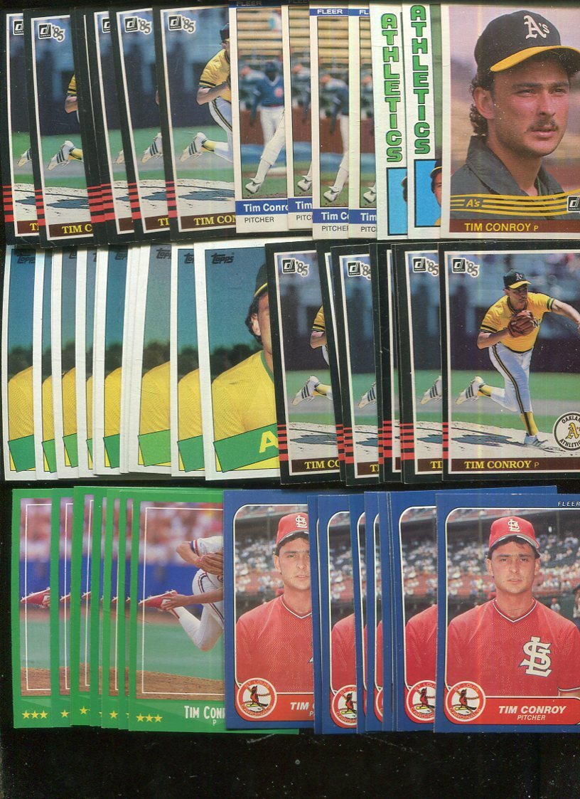 TIM CONROY BULK LOT OF 100 BASEBALL CARDS ATHLETICS CARDINALS ...