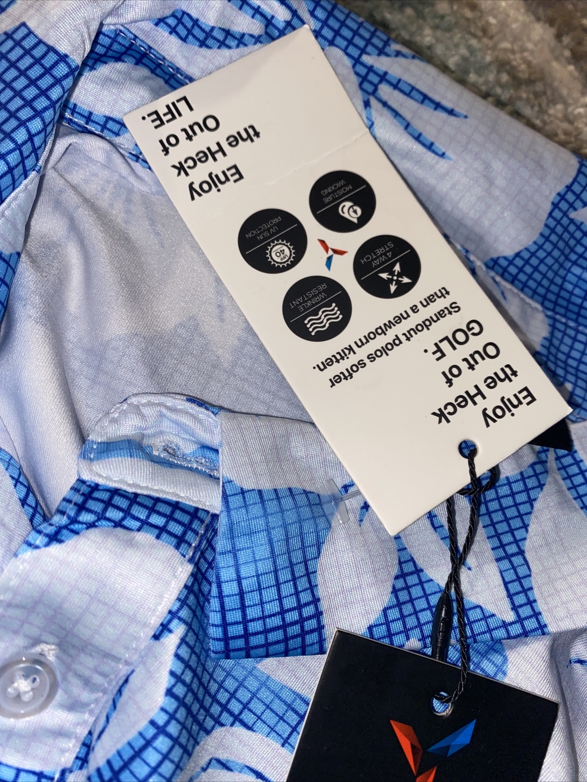 NWT YATTA GOLF Men's Blue & White Kahakai Hawaiian Print Polo Shirt ...