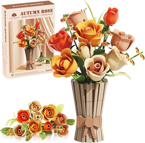 Bouquet of Roses Building Block Set Elegant Artificial Flowers with ...