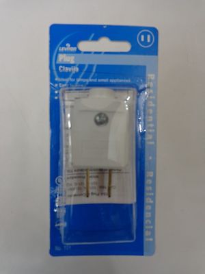 Leviton L02-101-WP 15A 125V Polarized Plug Straight Blade No. 101 White ...