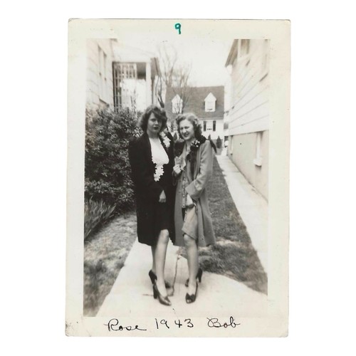 Vintage Snapshot Photo 1943 Two Women Hitching Up Skirt Showing Legs | eBay