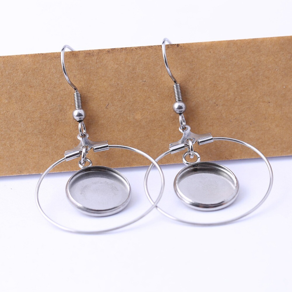 2Pcs Blank Cabochon Earring Base Setting Stainless Steel Trays Jewelry ...