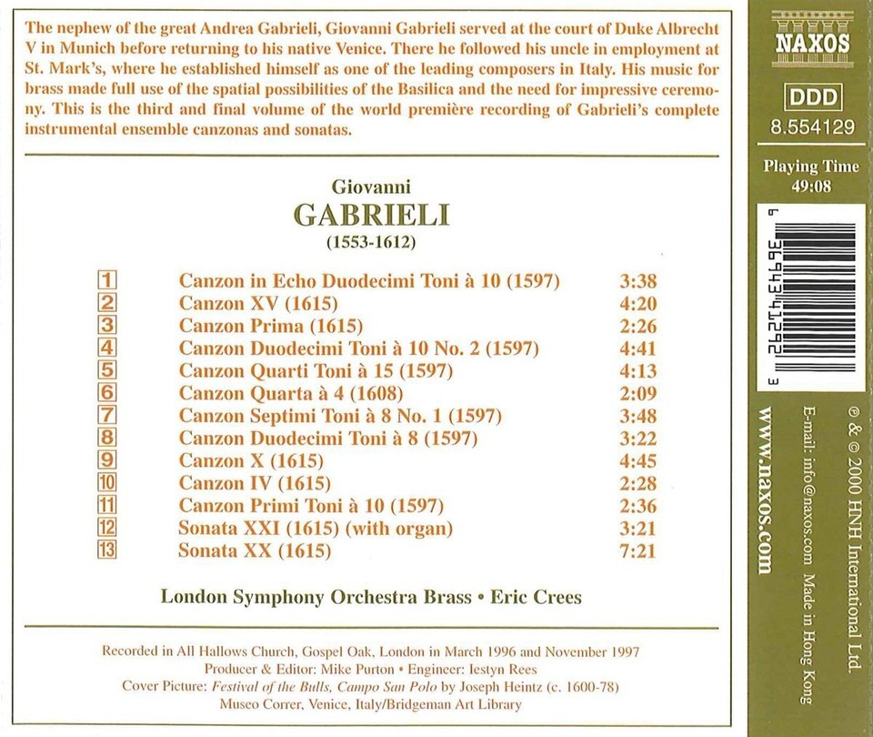 Giovanni GABRIELI Music for Brass Volume 3 / London Symphony Brass (CD ...