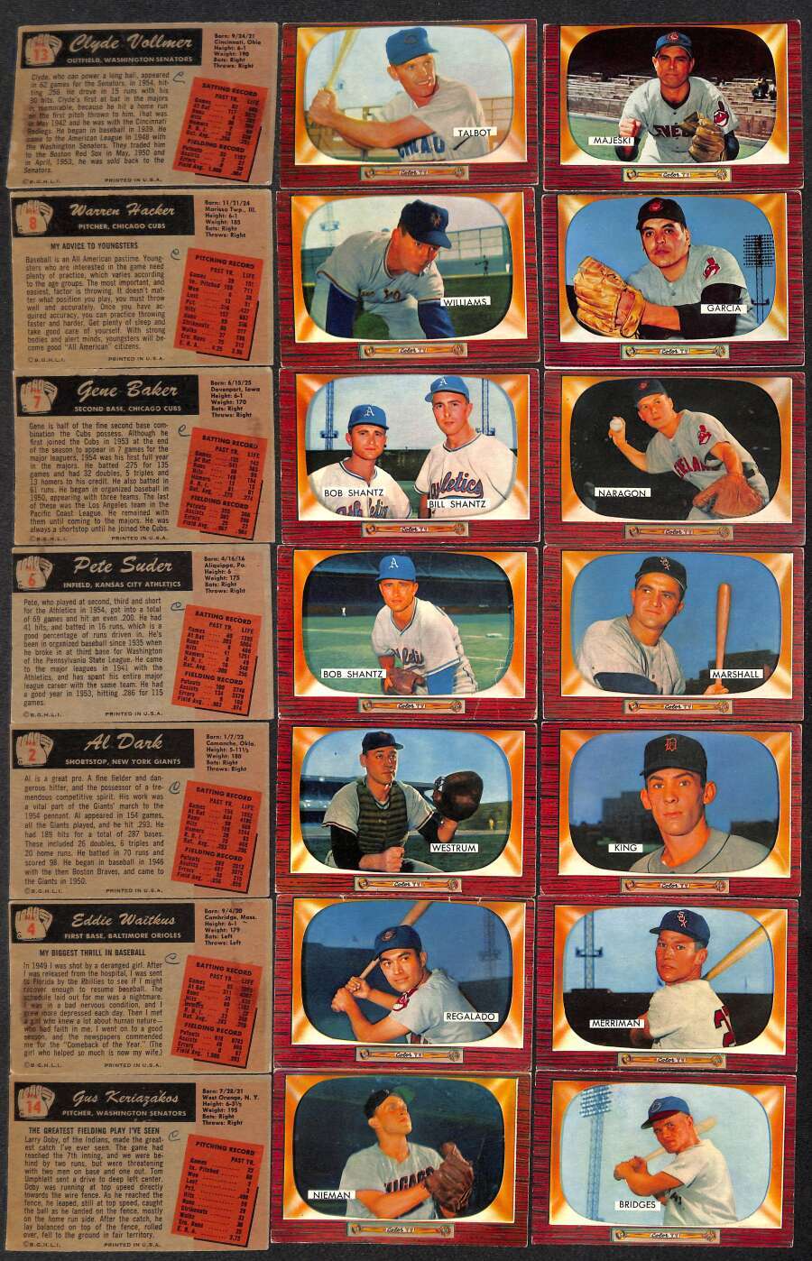 1955 Bowman GOOD avg vy low grade lot 135 diff baseball cards BV$2282 ...