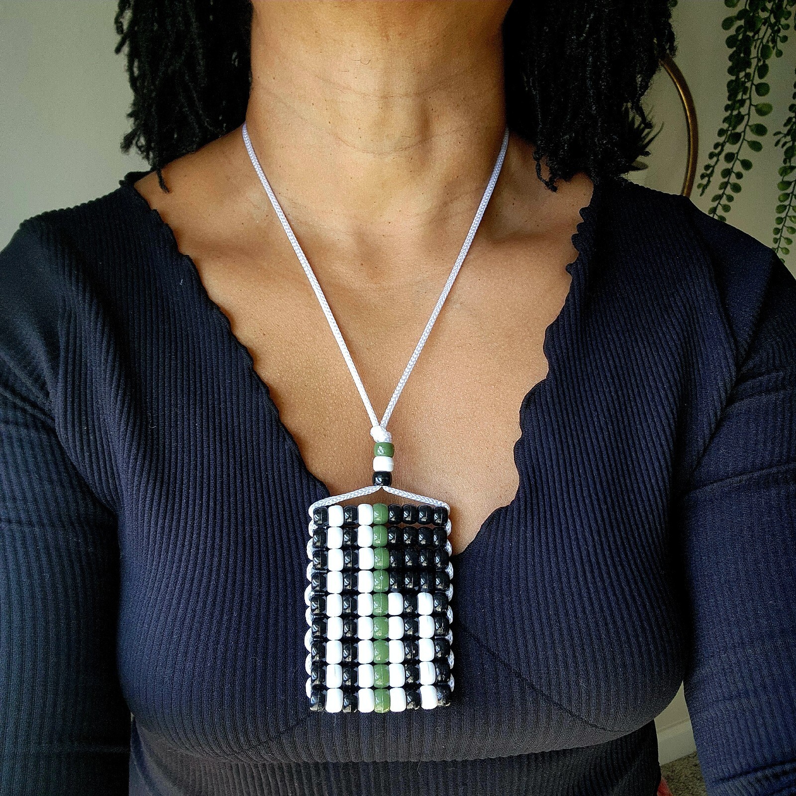 Thin Green Line Flag Car Mirror Danglers . Mini Beaded US Military Flag ...