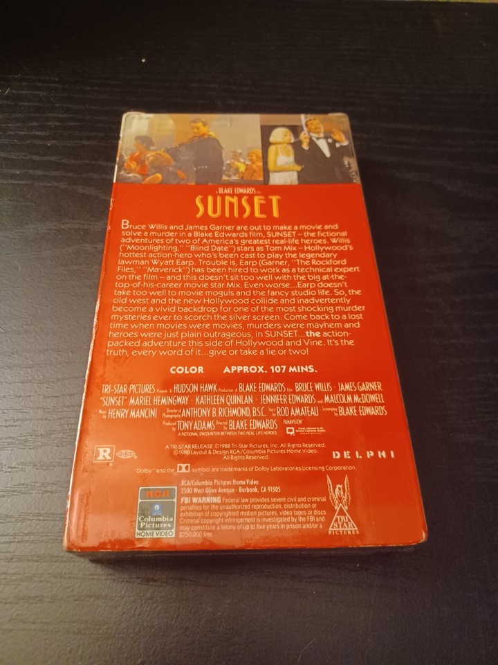 Sunset (VHS, 1997, Closed Captioned, Bruce Willis, James Garner) 11/22 ...