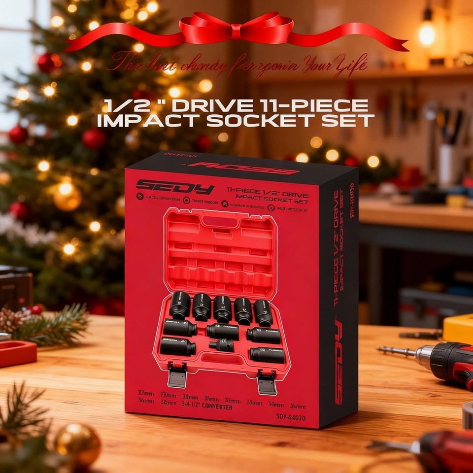 1/2 Drive Deep Impact Socket Set: 11-Piece Metric Size Wheel Axle Nut ...