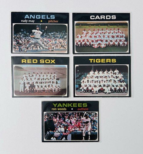 1971 OPC BASEBALL TEAM CARDS. YANKEES, RED SOX, ANGELS, CARDINALS ...
