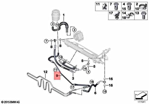 Genuine BMW E84 E90 E91 Power Steering Radiator Return Hose OEM ...