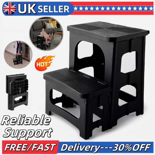 Folding Double Step Stool Heavy Duty Non Slip Multi Purpose Home ...