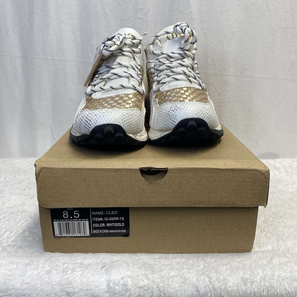 VLADO Footwear Cleo Lace-Up Sneakers Shoes Women Size 8.5 White/Gold IG ...