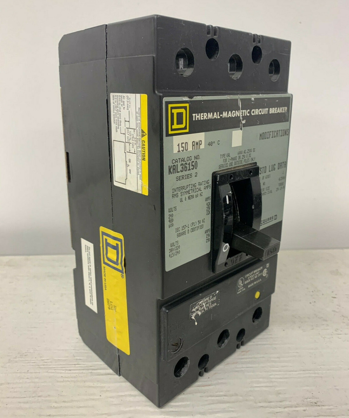 KAL36150 Square D 150 Amp 600V 3 Pole Feed Thru Circuit Breaker Line ...