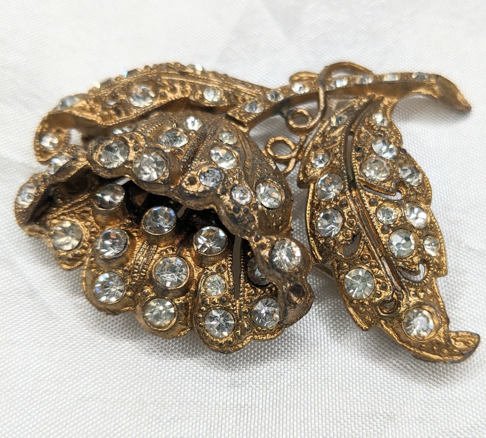 Vintage 40s Brooch LN Little Nemo Flower Clear Goldtone Pin Crystals | eBay