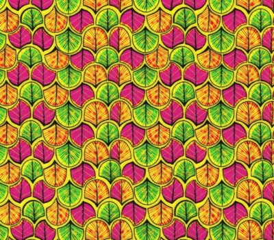 African Sunset by Chong A Hwang Multi Leaf Geo Pattern Cotton Fabric by ...