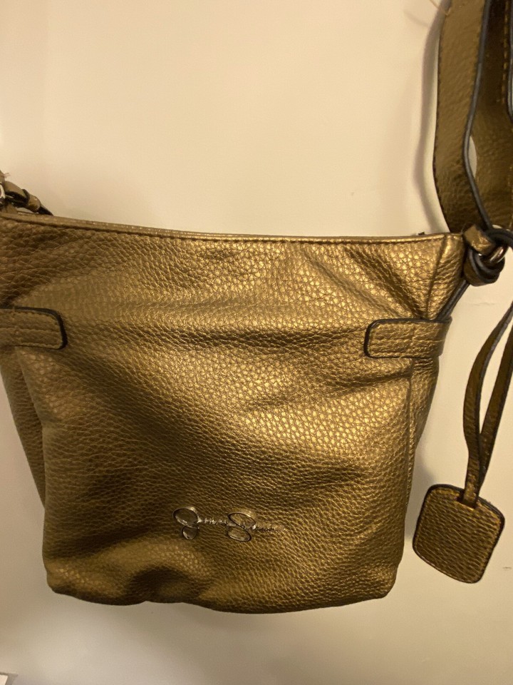 Jessica Simpson Crossbody Handbag Women Gold Faux Leather Purse Bag | eBay