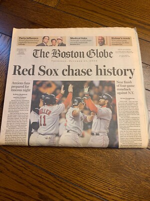BOSTON RED SOX CHASE HISTORY - 10/21/04 BOSTON GLOBE NEWSPAPER 2004 | eBay
