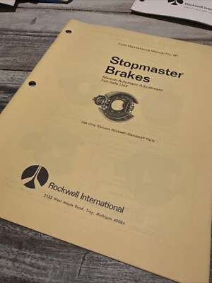 Rockwell Stop-master Brakes Axle Maintenance Service Manual Shop Book ...