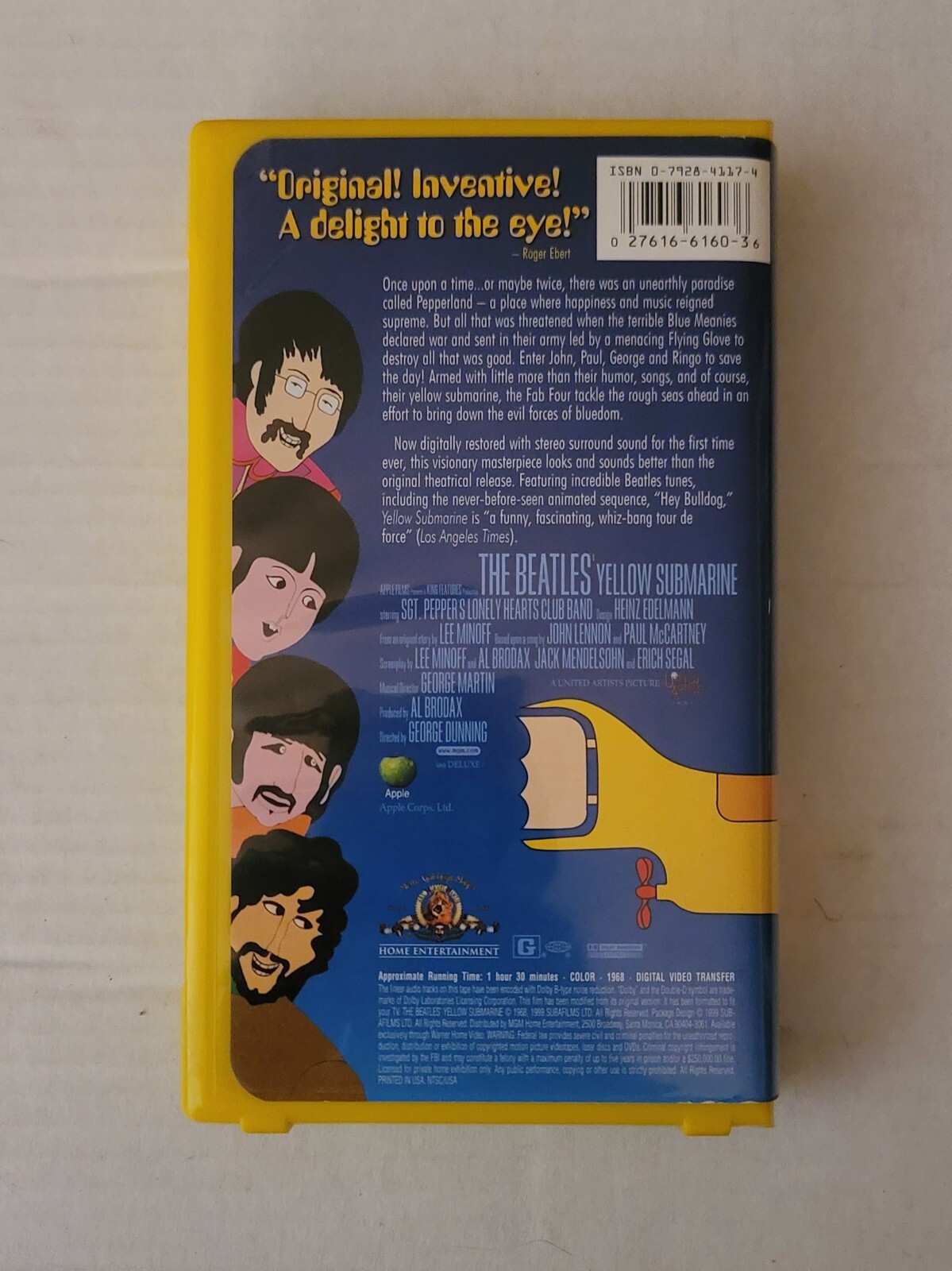 The Beatles Yellow Submarine [1999, VHS] Yellow Clamshell Case ...