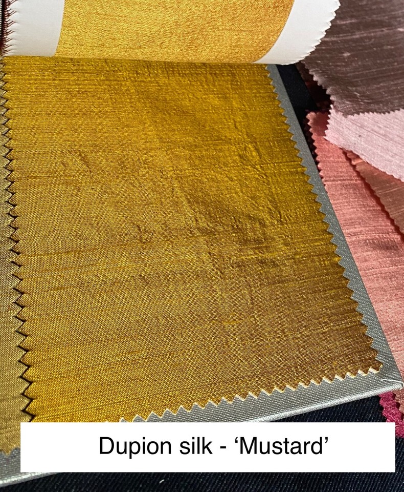 GOLD REAL SILK FABRIC SAMPLE. MTM WINDOW CURTAINS. PENCIL PINCH PLEAT ...