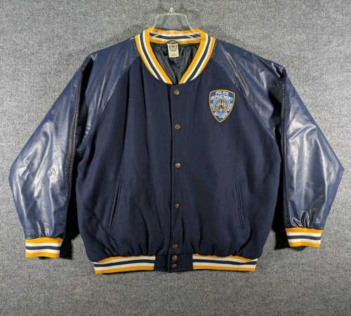 NYPD Letterman Varsity Jacket Navy Blue Size XL New York Police ...