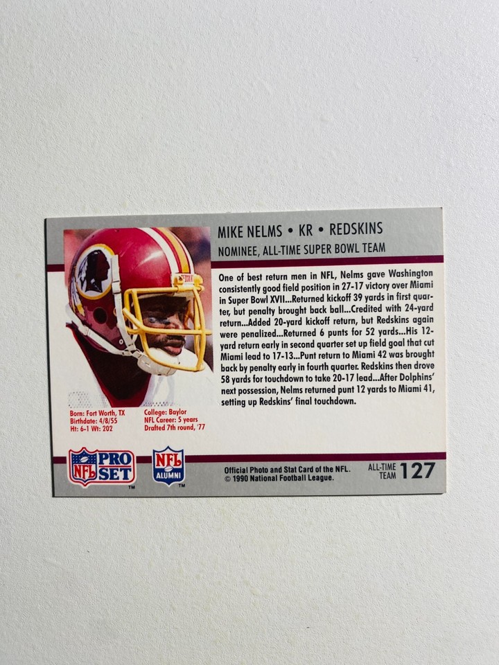 1990 PRO SET #127 MIKE NELMS NM-MT NFL FOOTBALL CARD | eBay