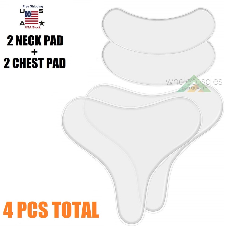 4× Reusable Anti Wrinkle Chest and Neck Silicone Pad Transparent Anti ...