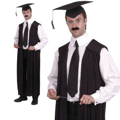 School Teachers Gown Black Headmaster Graduate Uniform Fancy Dress ...