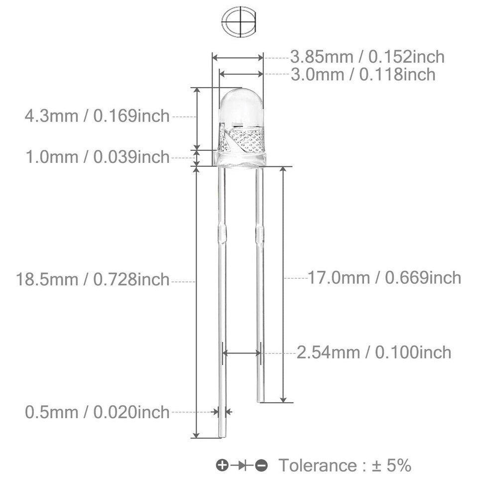 Clear Blue LED 3mm 3V 460nM Super Bright Transparent - 5x 10x 25x 50x ...