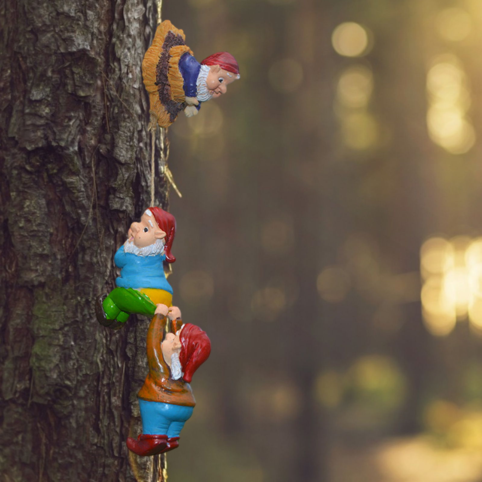 Climbing Gnomes Tree Decor Funny Gnome Garden Statue Art Resin Dwarf ...