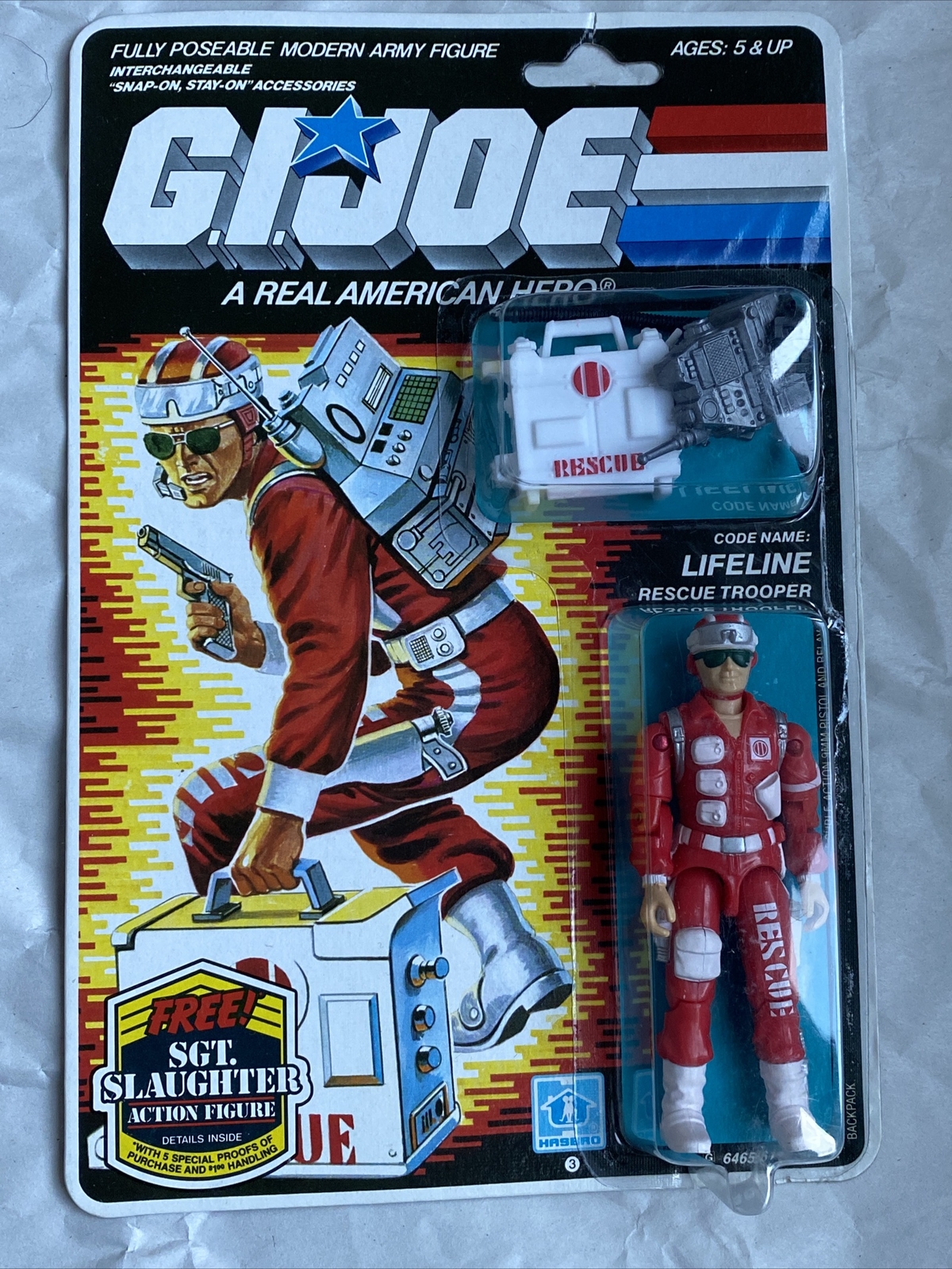 1985 HASBRO GI JOE LIFELINE RE-SEALED CARDED 3 3/4“ COMPLETE ARAH ...