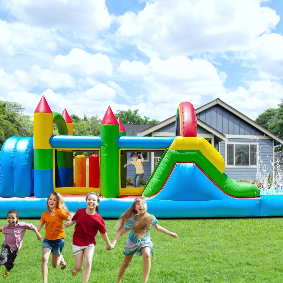 25FT Commercial PVC Kids Inflatable Obstacle Course Bounce House with ...