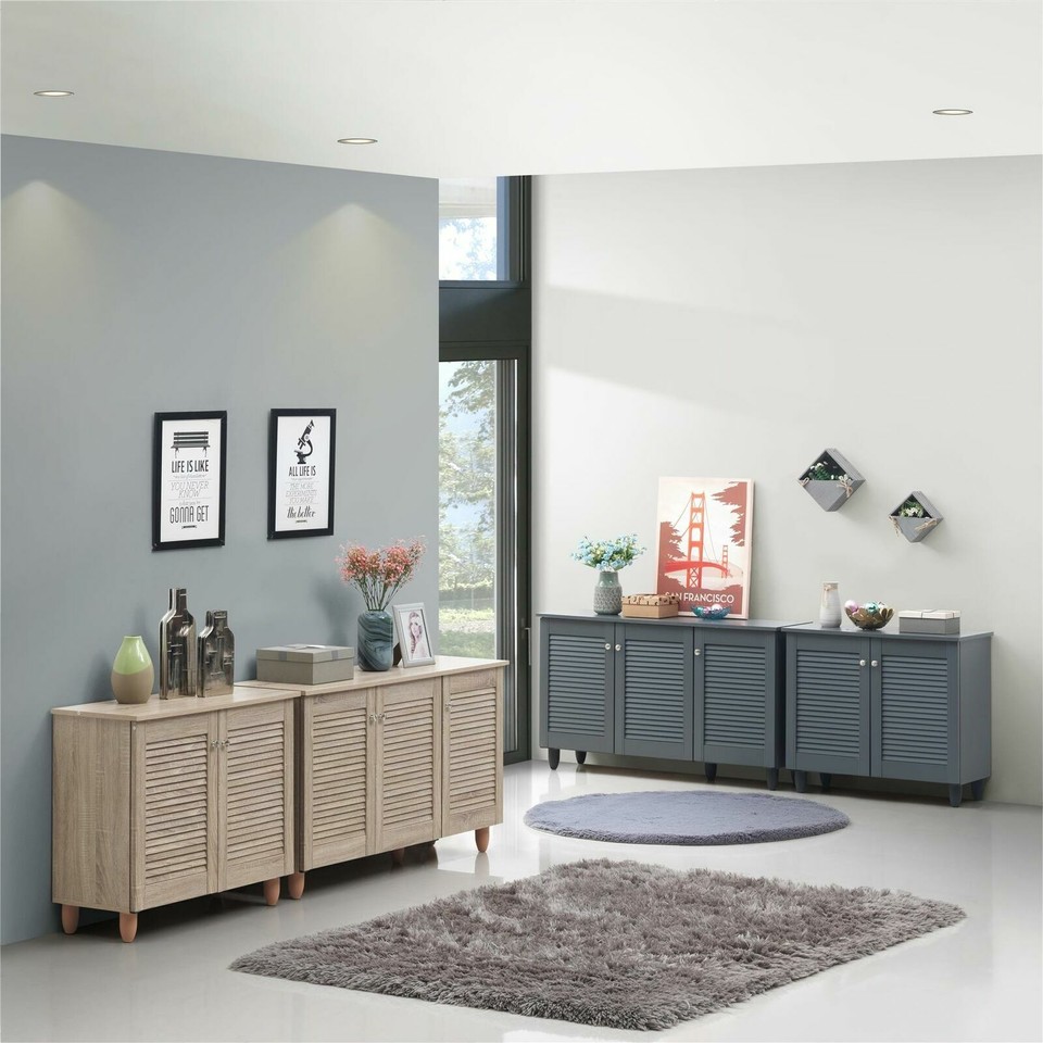 TAD | Dark Grey 3 Tier 2 Door Shoe Storage Cabinet Footwear Stand Rack ...