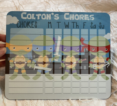 Children’s Dry Erase Chore Chart Dry Erase Colton Teenage Mutant Ninja ...