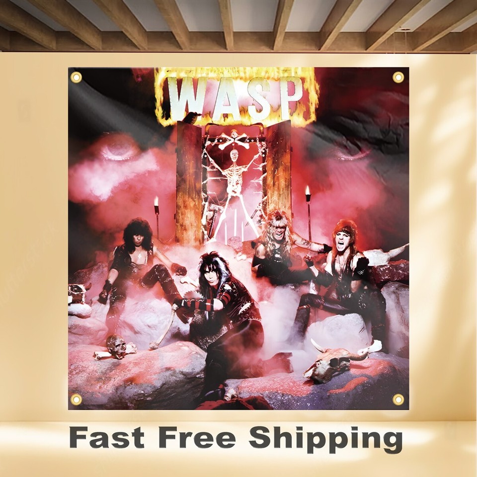 WASP SELF TITLED 4'X4' BANNER ALBUM COVER ART FABRIC POSTER FLAG ...