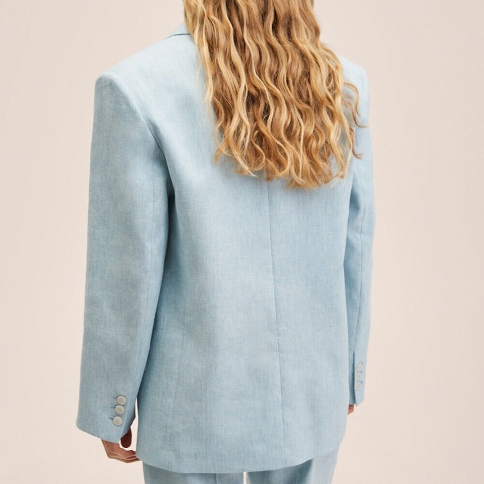 Light Blue Women's Suits Linen Formal Business Party Office Ladies Work ...