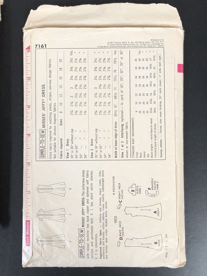 (3) Vtg 50's/60's Simplicity Sewing Patterns 1887, 2090, 7161 Size 16 ...