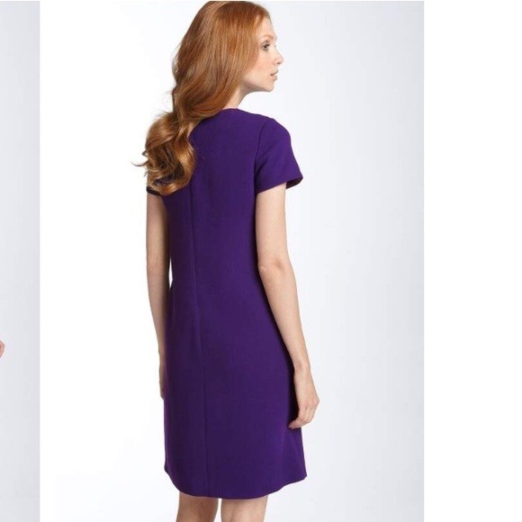 KATE SPADE Purple Wool Short Sleeve Embellished Gail Beaded Dress S 4 ...