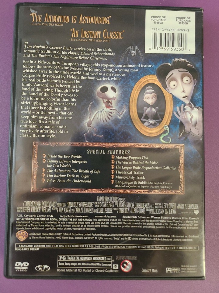Tim Burtons Corpse Bride (DVD, 2006, Full Frame) 12569593503| eBay