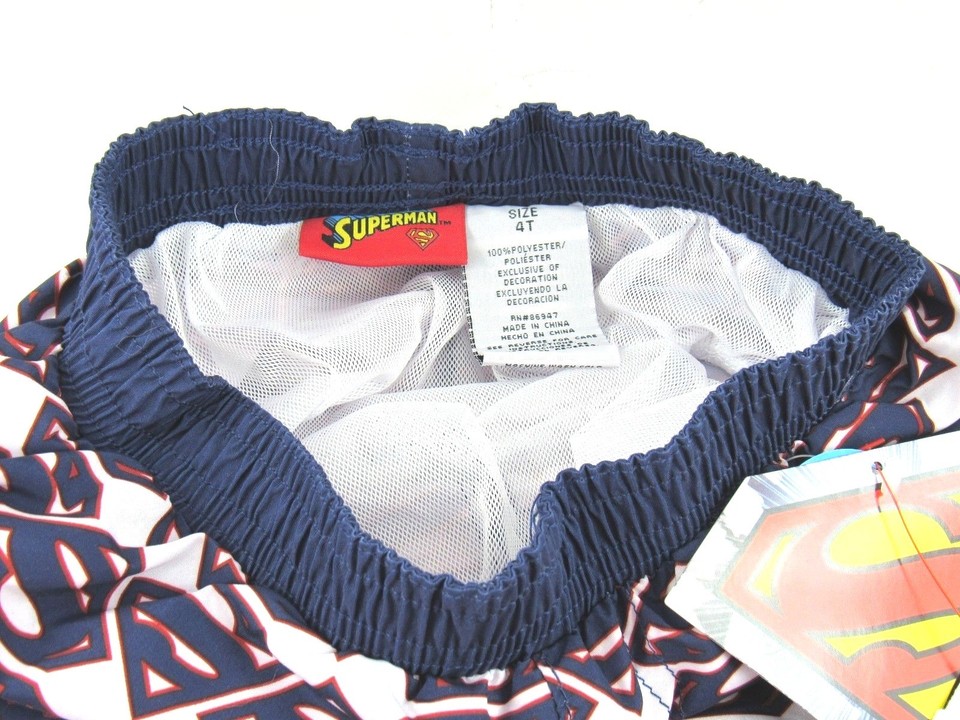 Dc Comics Toddler Boys Superman Swim Trunks Navy/White Size 4T New | eBay