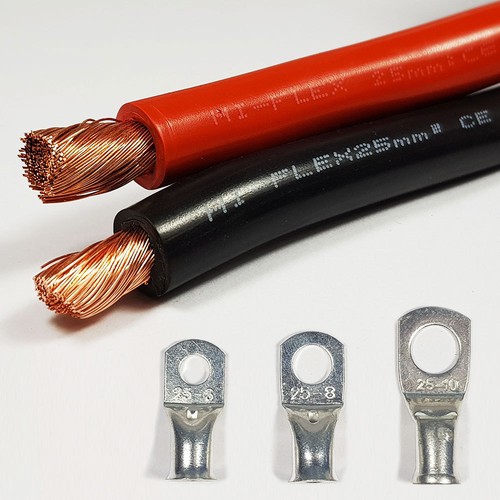 25mm2 Black Red 170 A Amps Flexible PVC Battery Welding Cable FREE LUG ...