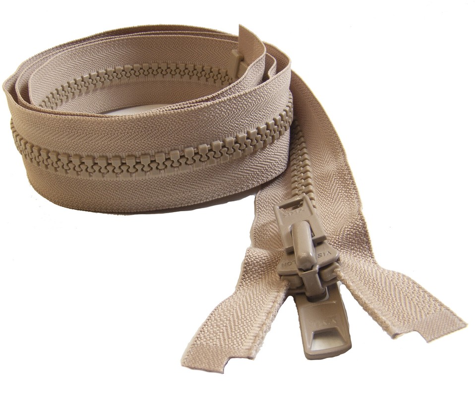 Zipper, YKK, Beige #10 Marine Grade Double Metal Pull Tab Metal Slider ...