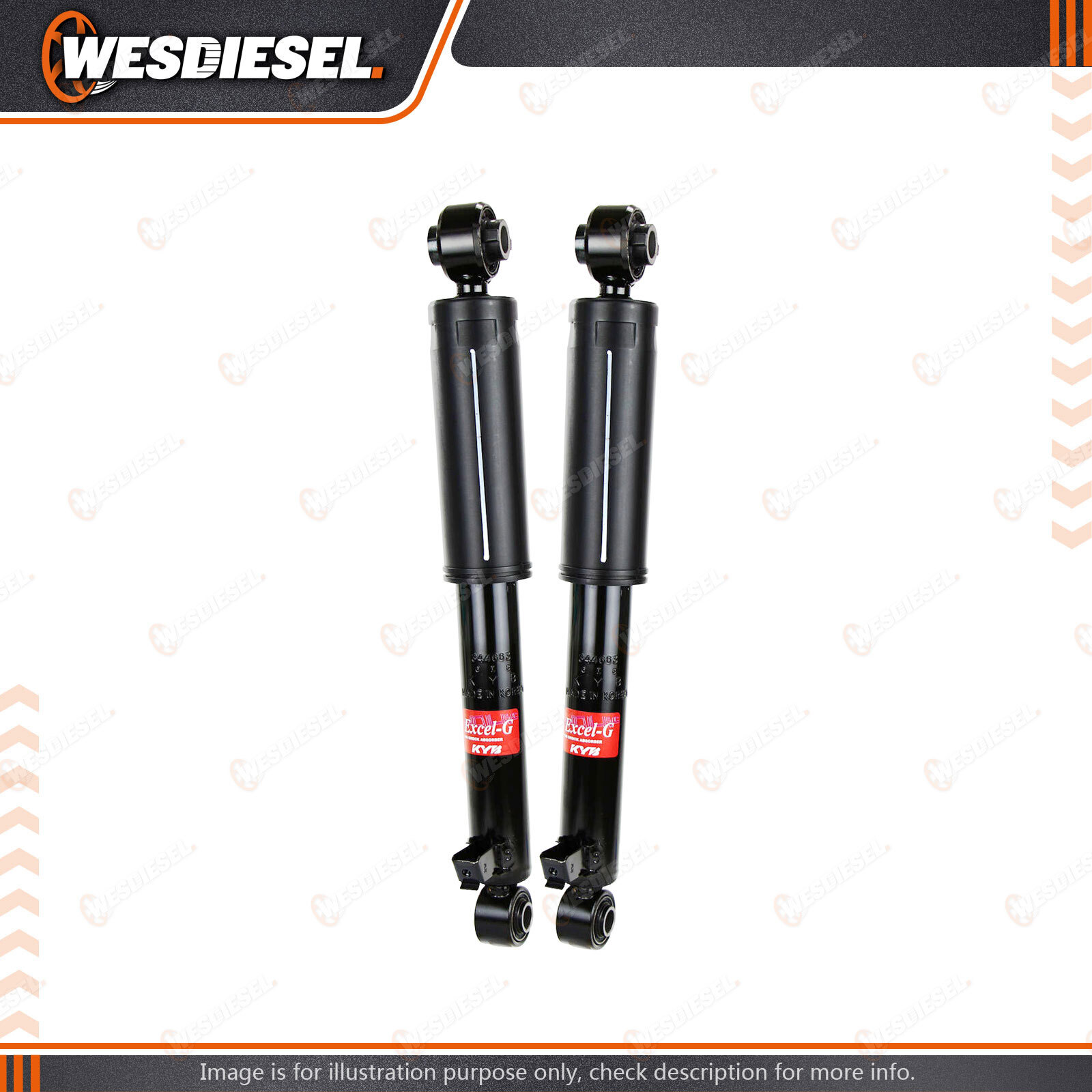 2 x KYB Rear Twin Tube Gas-filled Excel-G Shock Absorbers 344663 OE ...