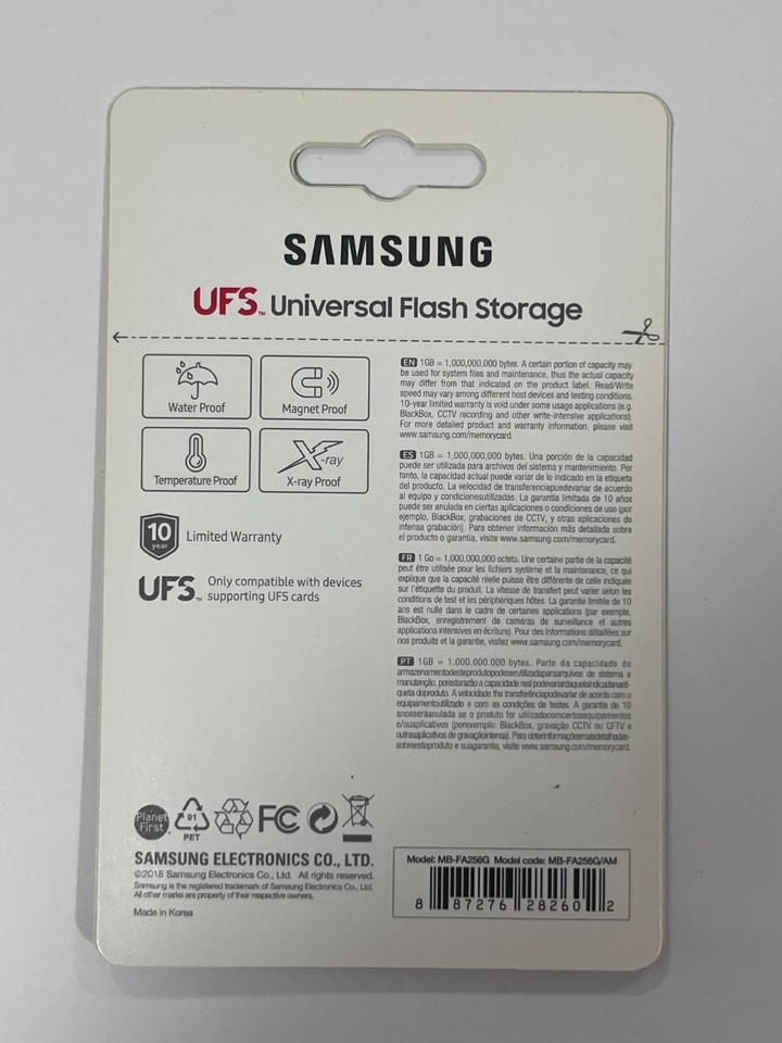 New Samsung UFS(Universal Flash Storage) Memory Card 256GB MB-FA256G/AM ...