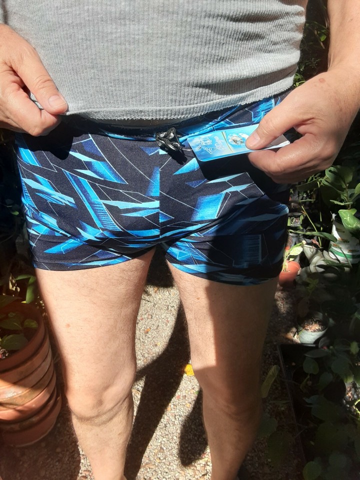 Mens Swim Trunk Swim Brief Medium Blue Geometric NEW | eBay