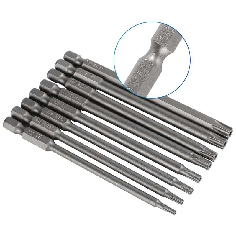 8PCS 100mm Extra Long Torx Screwdriver Bits Set - Security Hex Magnetic ...