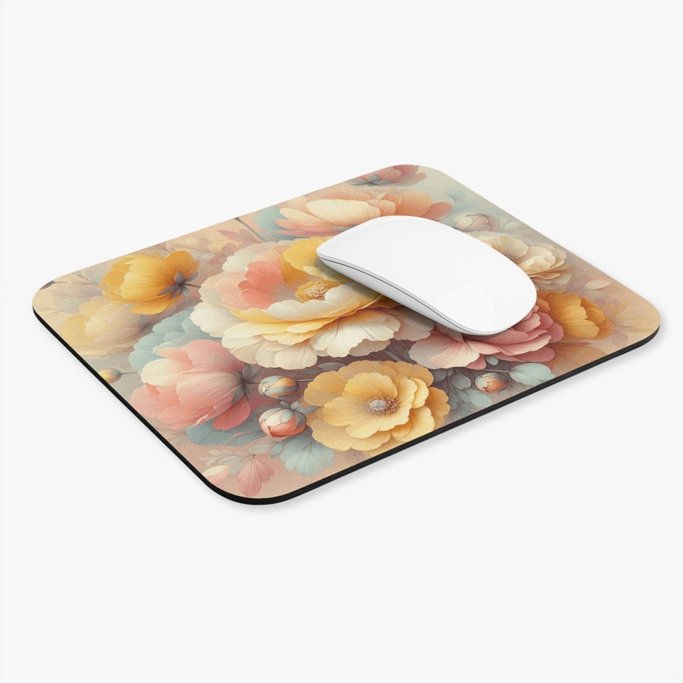 Mouse Pad (Rectangle) Yellow Peach Pink Floral Array Design 2, Gift | eBay