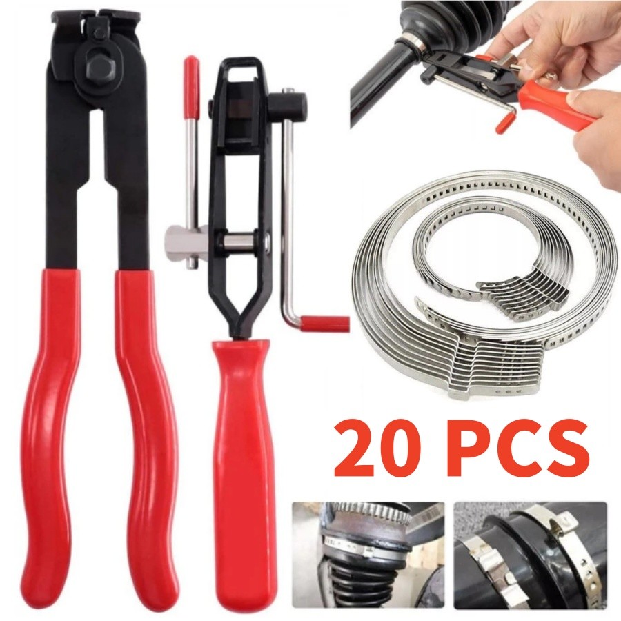CV Joint Boot Clamp Pliers Kit with 20pcs Ear Type CV Boot Clamps